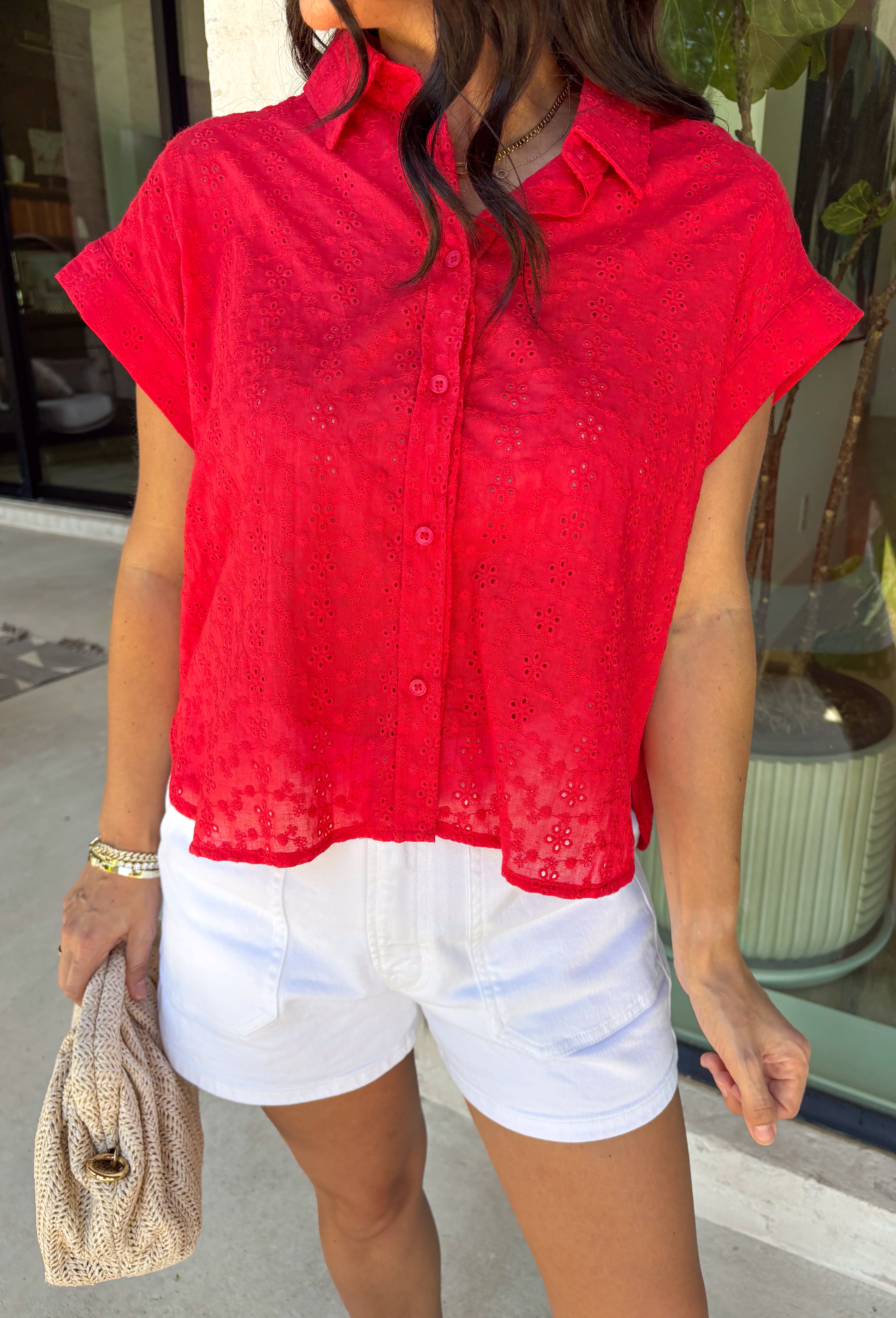 Make It Memorable Top | Groovy's | Double Zero | Red Eyelet Lace Button ...